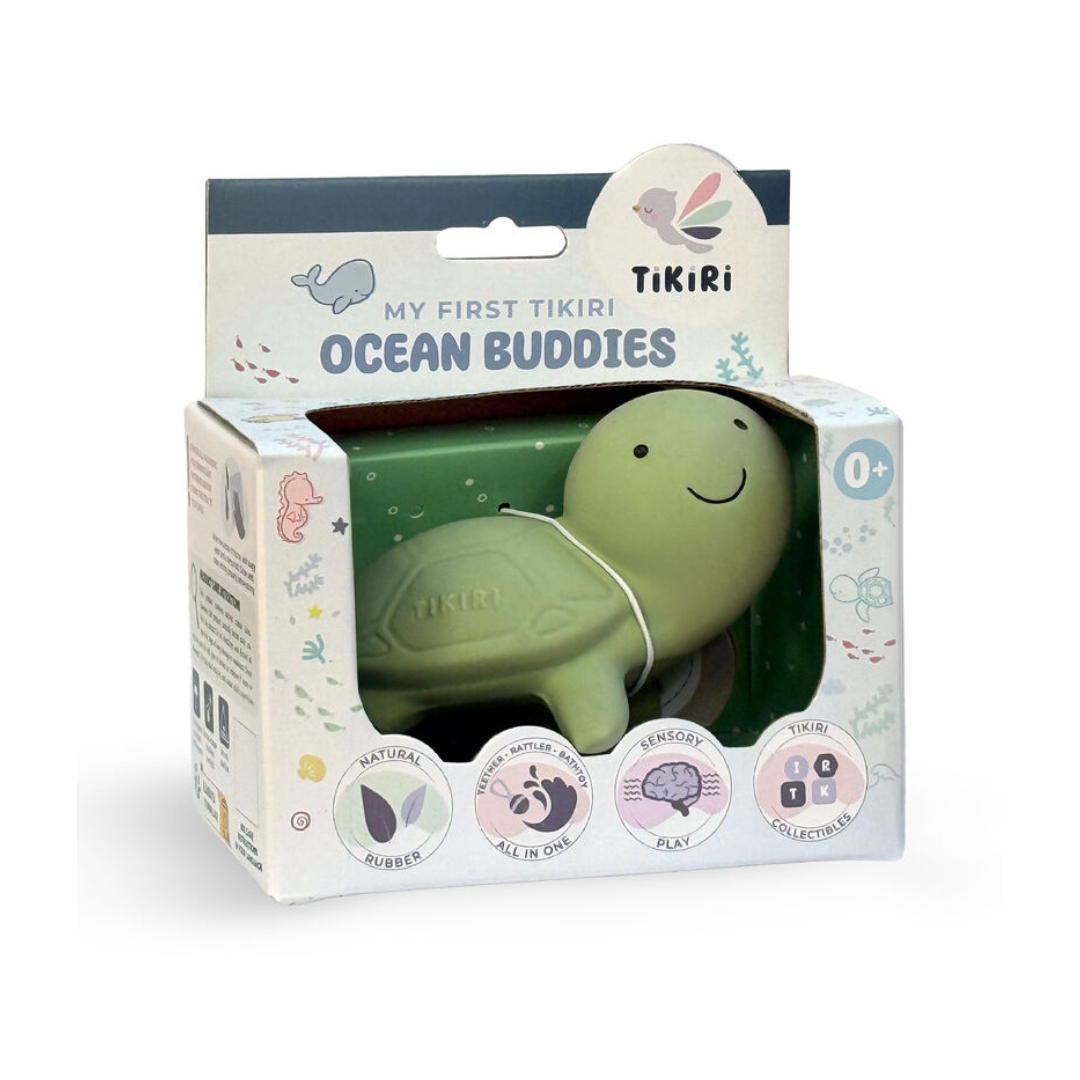 Tikiri Turtle Rubber Teether Rattle & Bath Toy – K and K Creative Toys