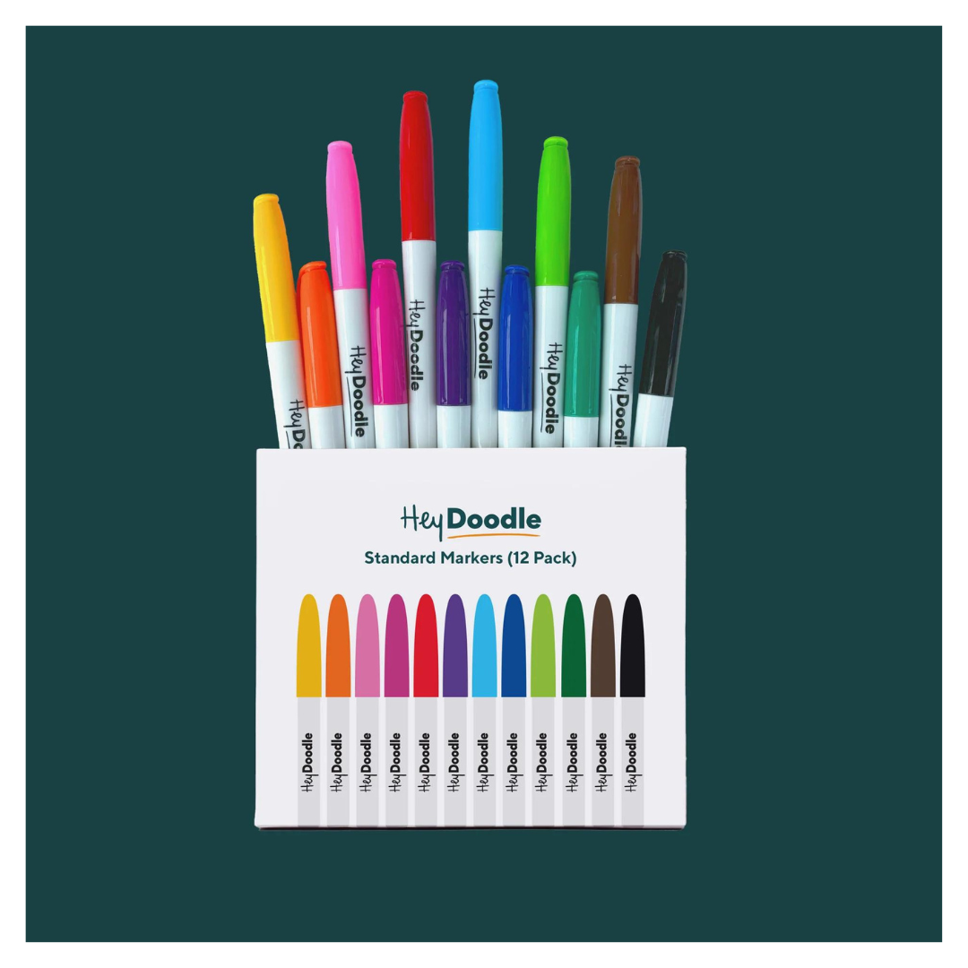 Hey Doodle Markers - Standard Markers (12 Pack) – K and K Creative Toys